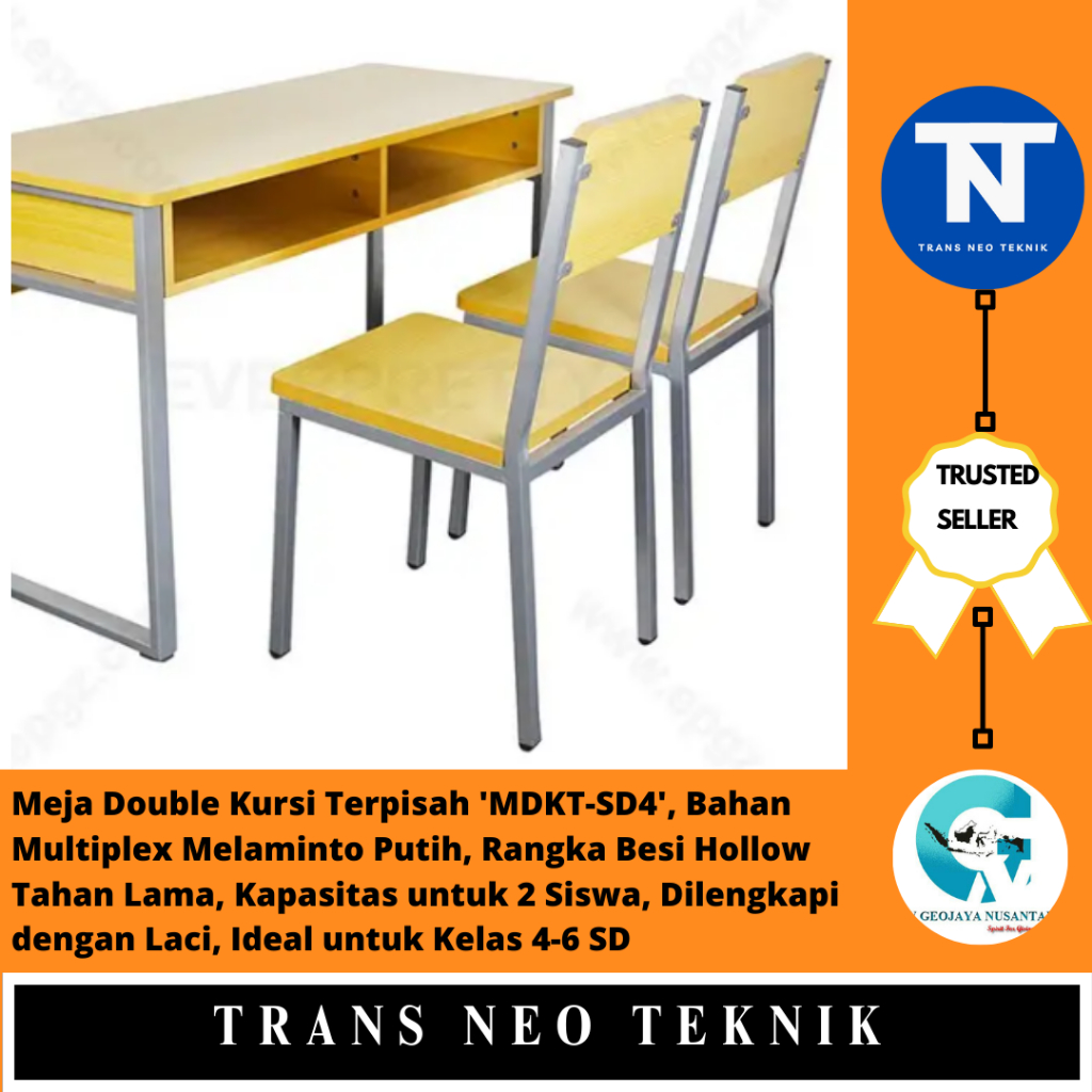 Jual Meja Double Kursi Terpisah 'MDKT-SD4', Bahan Multiplex Melaminto ...