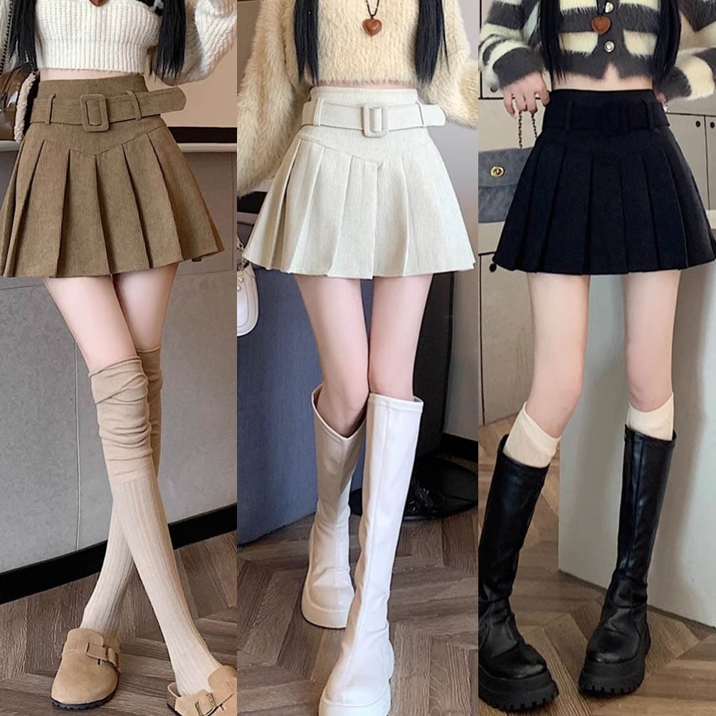 Jual Corduroy Rok Korean Style Pendek Plisket Rok Mini Skirt Mini Polos ...