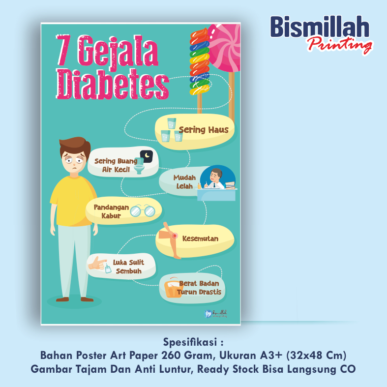 Jual Poster 7 Gejala Diabetes | Shopee Indonesia