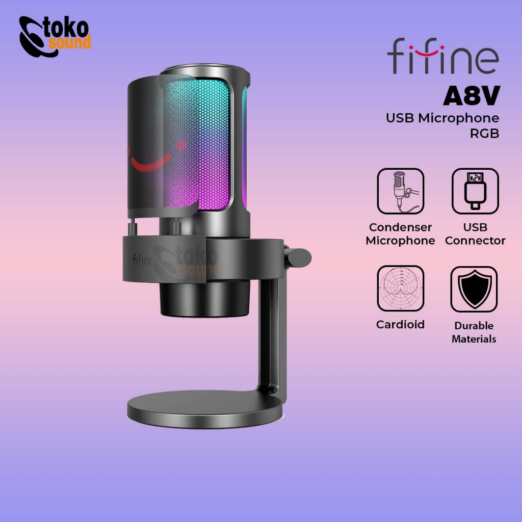 Jual FIFINE AMPLIGAME A8 A8V CONDENSER USB MIC WITH CONTROLLABLE RGB | Shopee Indonesia