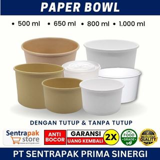 Jual Paper Bowl 500ml, 650ml, 800ml, 1000ml Kraft & Putih - dengan ...