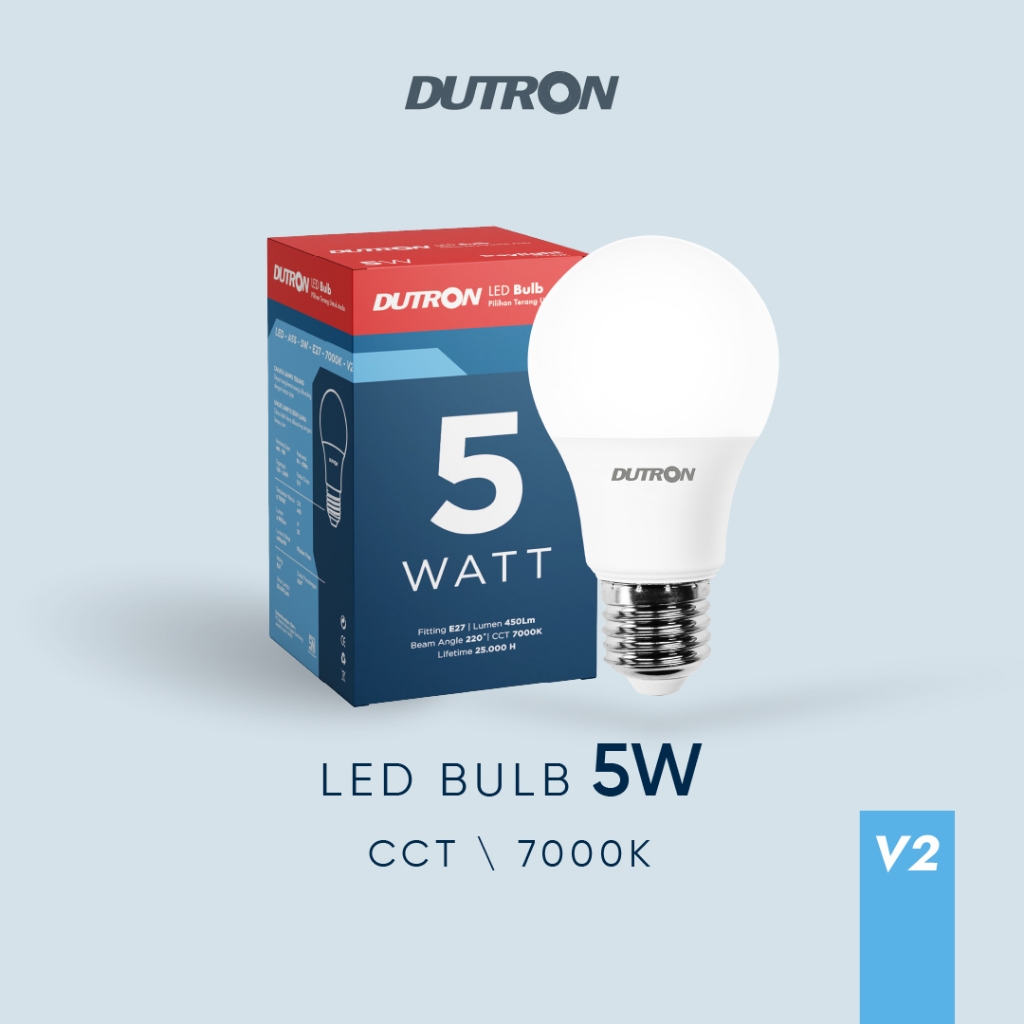 Jual DUTRON Lampu LED Bulb A60 5 Watt 7000K Putih 100-240V | Shopee ...