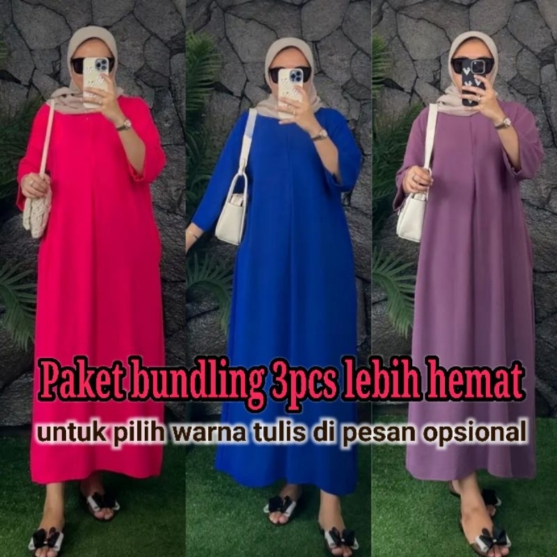Jual PAKET HEMAT 120RB DAPAT 3 DASTER GAMIS POLOS dress panjang lengan ...