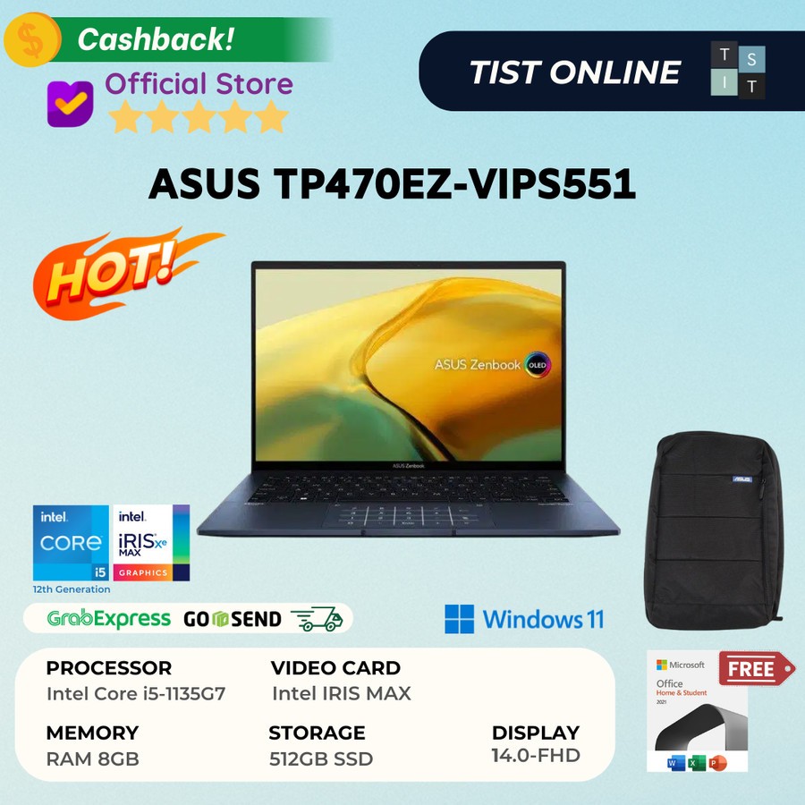Jual ASUS VivoBook Flip TP470EZ-VIPS551 BLCK/552 SILVER I5-1135G7 8GB ...