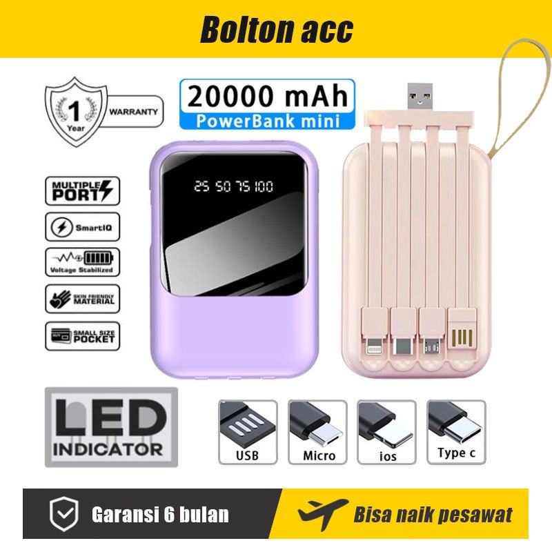 Jual 【COD】Powerbank 20000mAh mini size with 4 usb fast charging ...