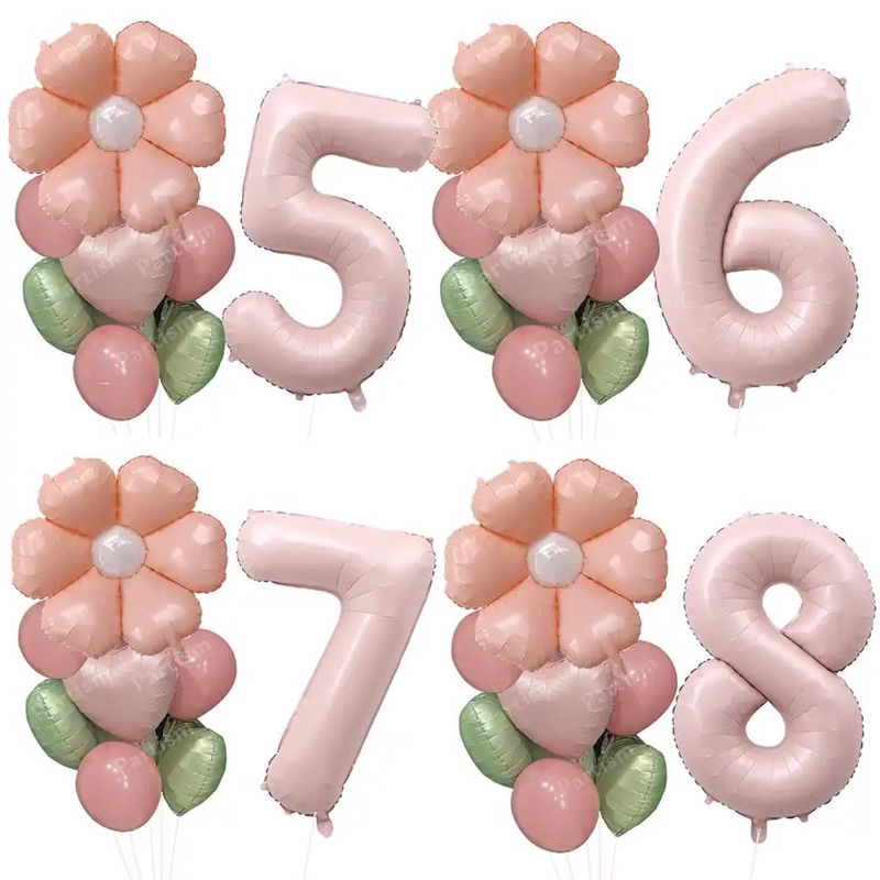Jual PAKET BALON DAISY KOMBINASI ANGKA BABY PINK | Shopee Indonesia