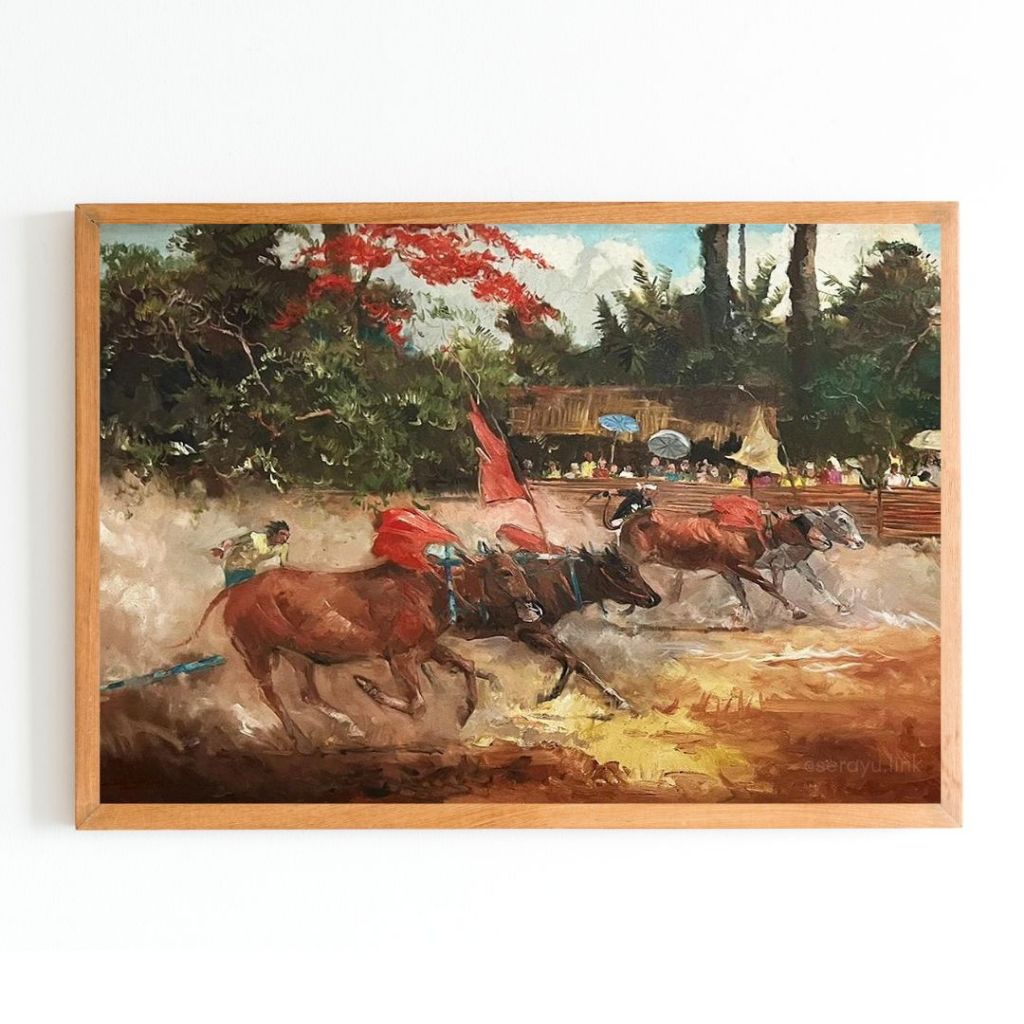 Jual Hiasan Dinding lukisan Cetak "Karapan Sapi - Sudjono" Art Print ...