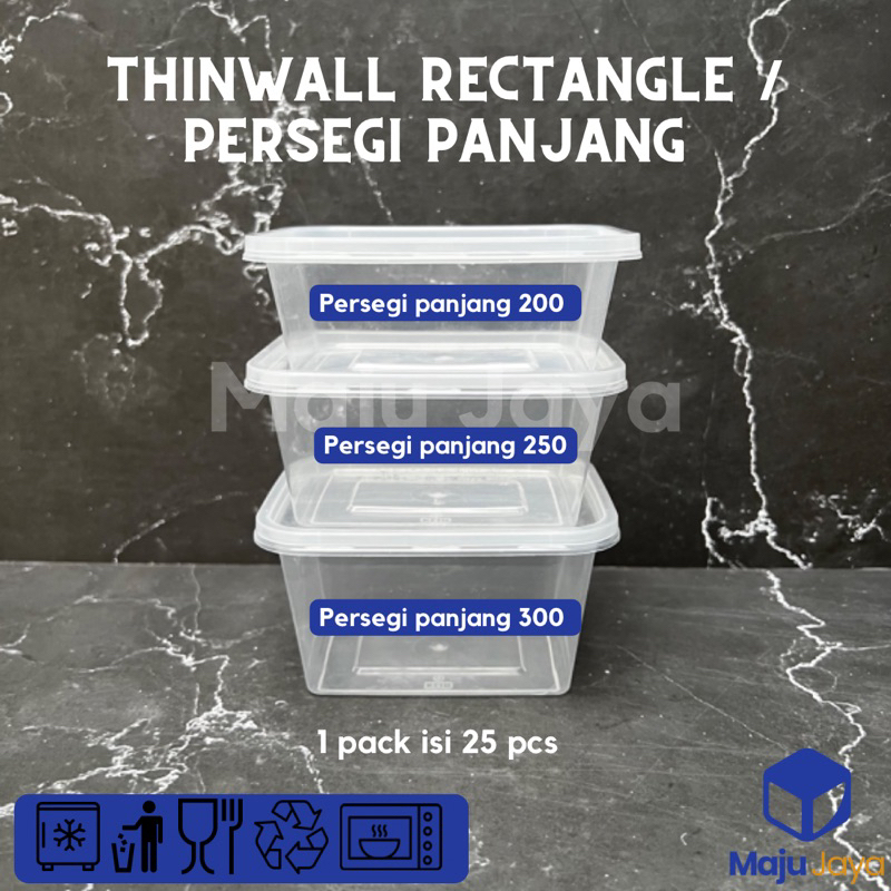 Jual [1 Pack Isi 25 Pcs] Thinwall Persegi Panjang 200 250 300 Ml Merk