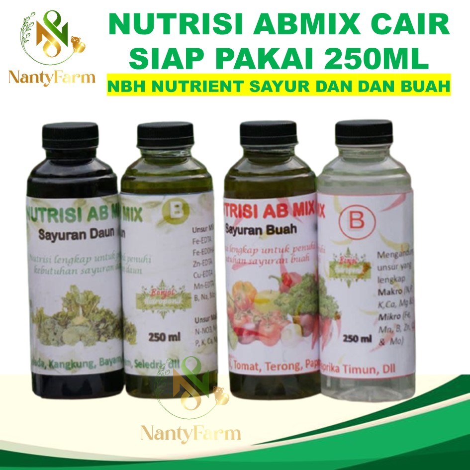 Jual Nutrisi AB MIX ABMIX Sayur Daun dan Sayur Buah 250 ml Cair Siap ...