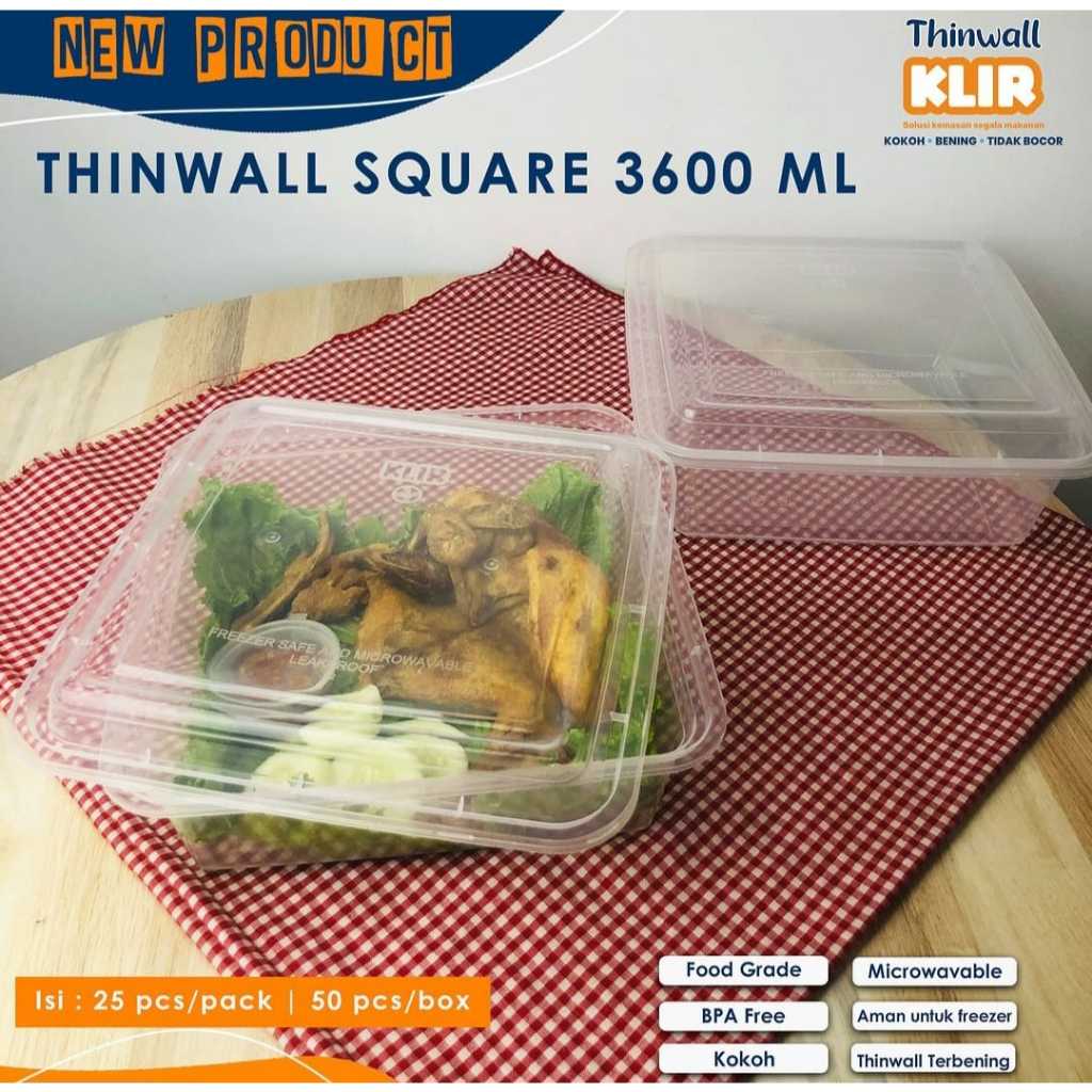Jual THINWALL Square 3600ml Kotak 3600 ml KLIR | Shopee Indonesia