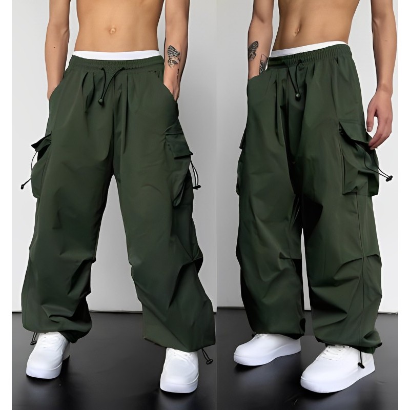 Jual celana baggy cargo gombrang komprang parasut panjang streetwear korean style unisex wanita ...