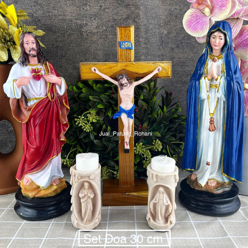 Jual Set Patung Doa Yesus Hati kudus Maria Fatima 30 cm | Shopee Indonesia