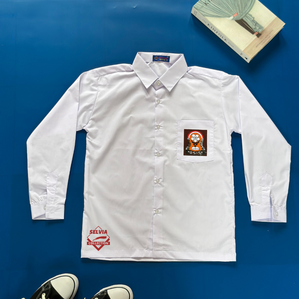 Jual Baju Seragam SMA Sekolah Putih Panjang BADGE/LOGO SMA Merek ...