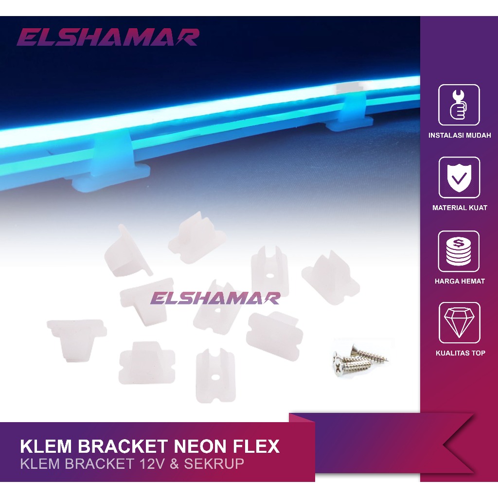 Jual Klem Lampu Neon Bracket LED Neon Flex Lampu Selang SMD DC 12V ...