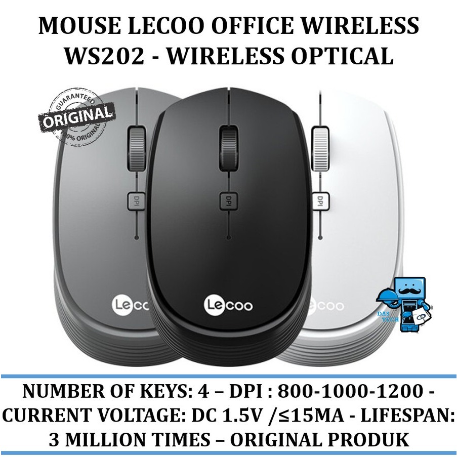 Jual Mouse Lecoo Office Wireless Ws202 - Wireless Optical - Original | Shopee Indonesia