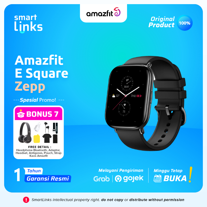 Jual Amazfit Zepp E Square Smartwatch AMOLED SpO2 Ultra Slim Watch 5ATM ...