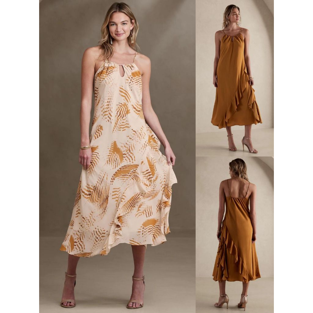 Jual Banana Rep Ruffle Maxi Dress - 3985 | Shopee Indonesia