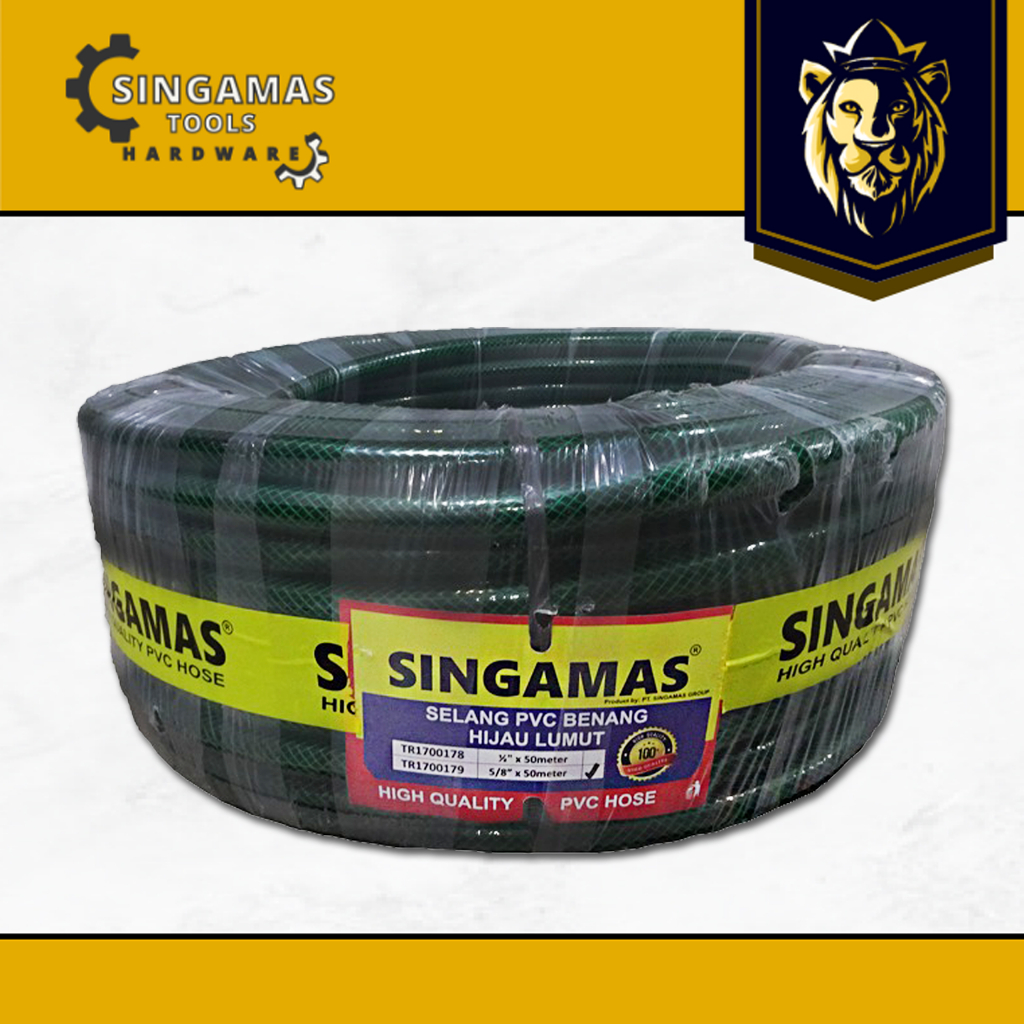 Jual SINGAMAS Selang Air PVC Benang Hijau Lumut 5/8" x 50 m | Shopee ...