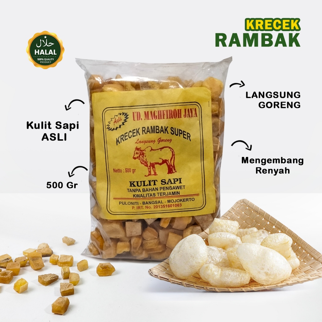 Jual Krecek rambak mentah kulit sapi asli 250 gr ukuran kecil kerupuk ...
