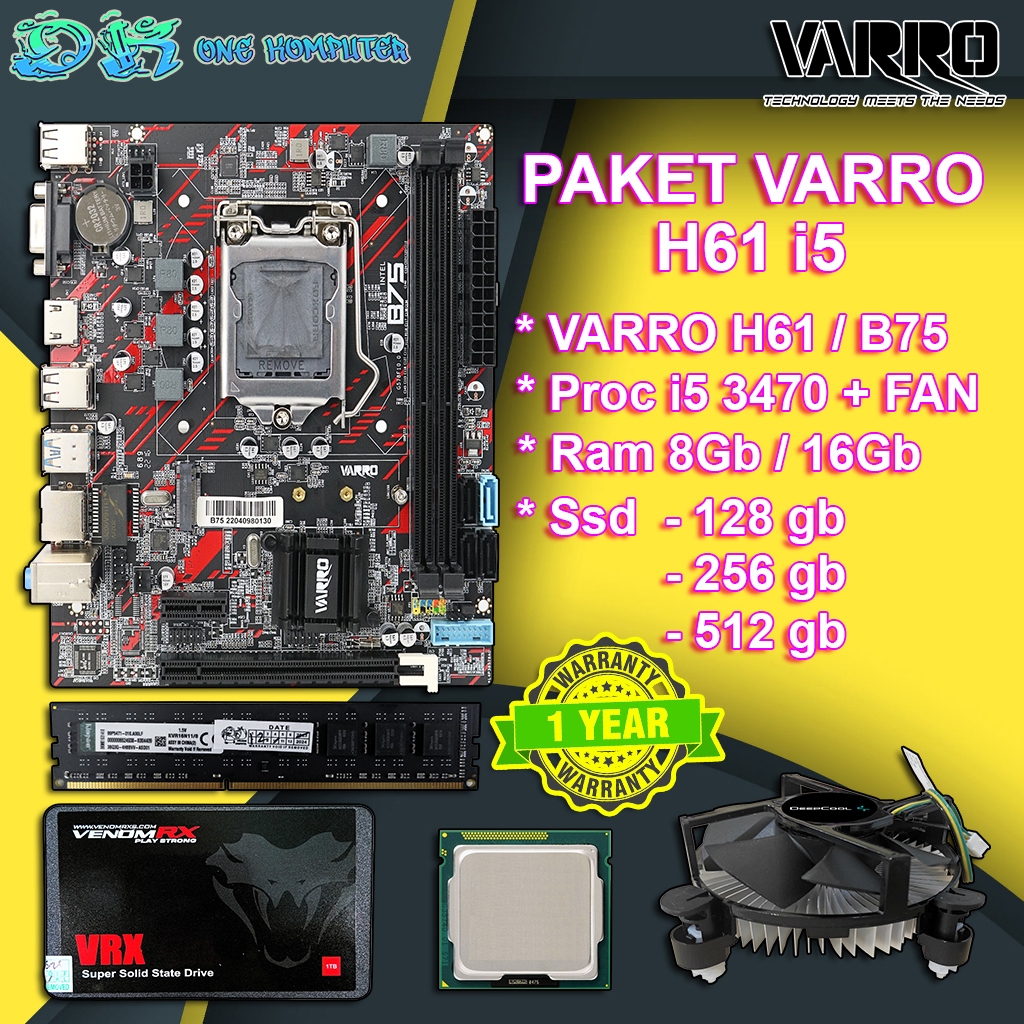 Jual Paket Core i5 3470 Include Ssd ( Motherboard H61 Varro + Core i5 ...