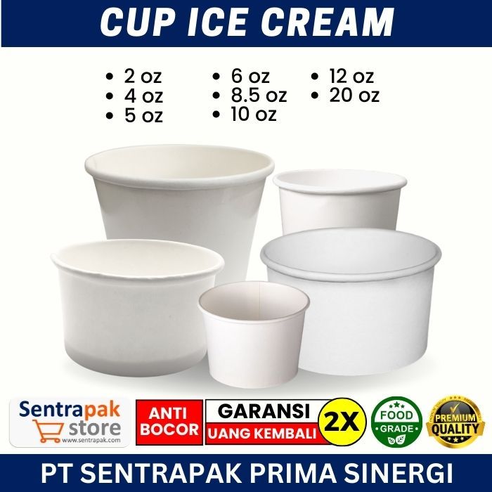 Jual Ice Cream Cup 2, 4, 5, 6, 8.5, 10, 12, 20 oz & es krim cup 120 ...
