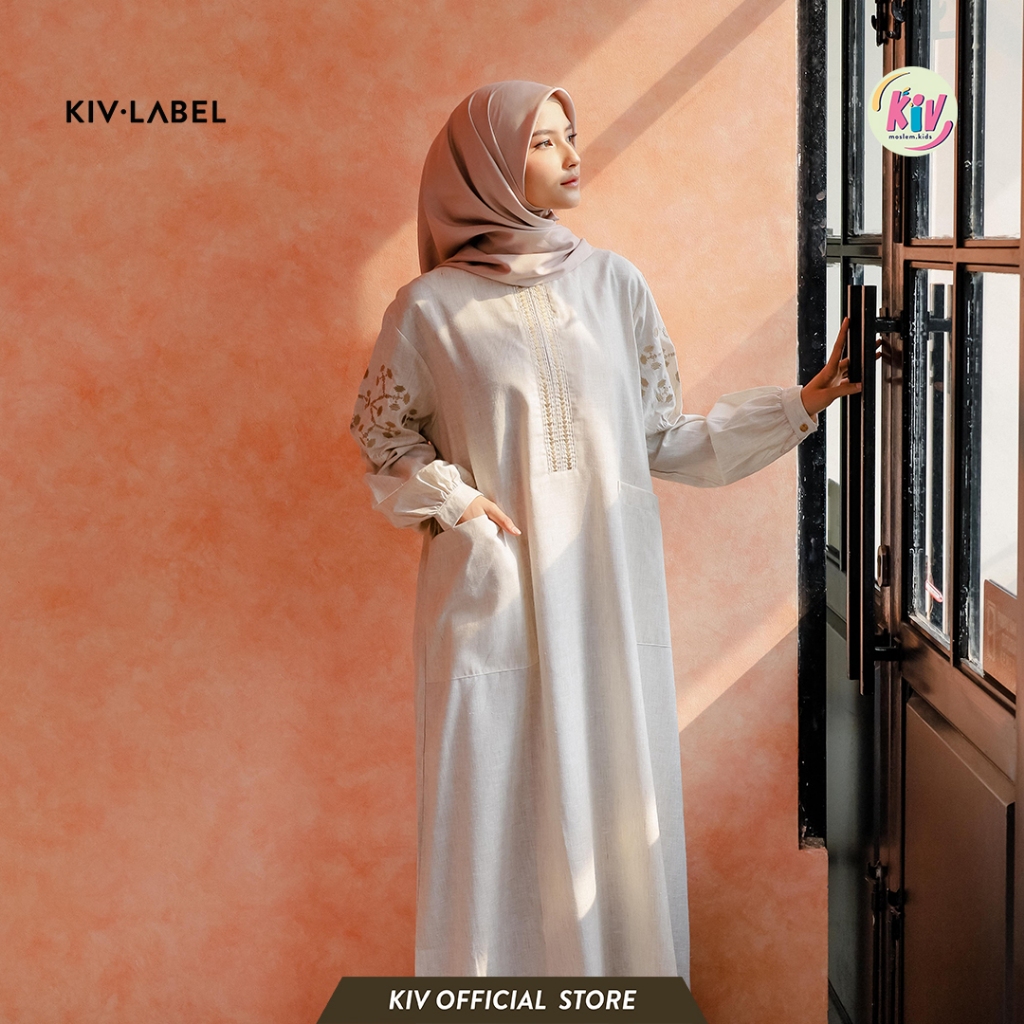 Jual KIV LABEL Gamis Katun Bordir GMPKL 0323 Zara Series | Shopee Indonesia