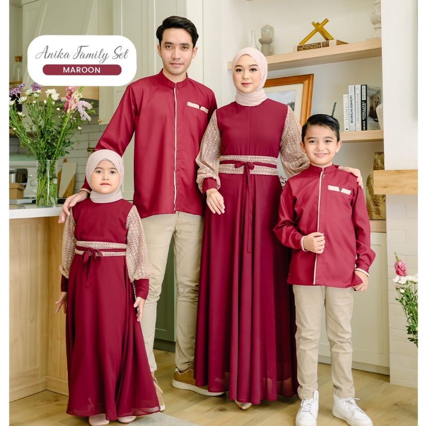 Jual Gamaleea - Anika Sarimbit Maroon / Family Set / Seragam Keluarga ...