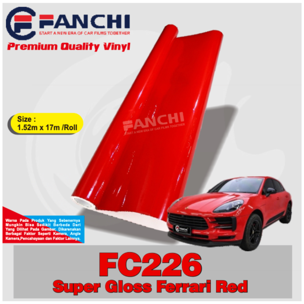 Jual Stiker Skotlet Merah Ferrari Red Super Glossy Fanchi FC 226 ...