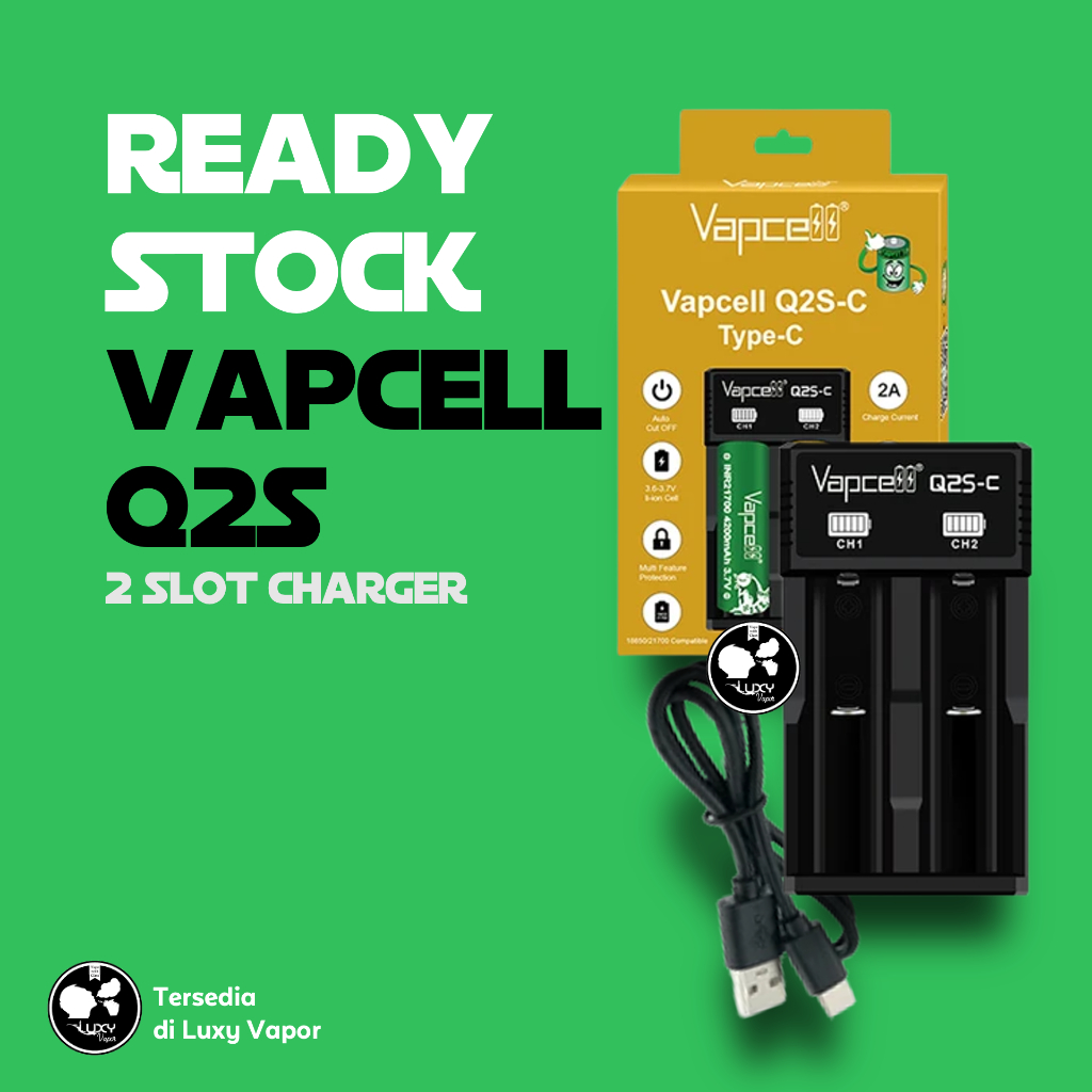 Jual Vapcell Q2S 2 Slot Charger Baterai Vape | Shopee Indonesia