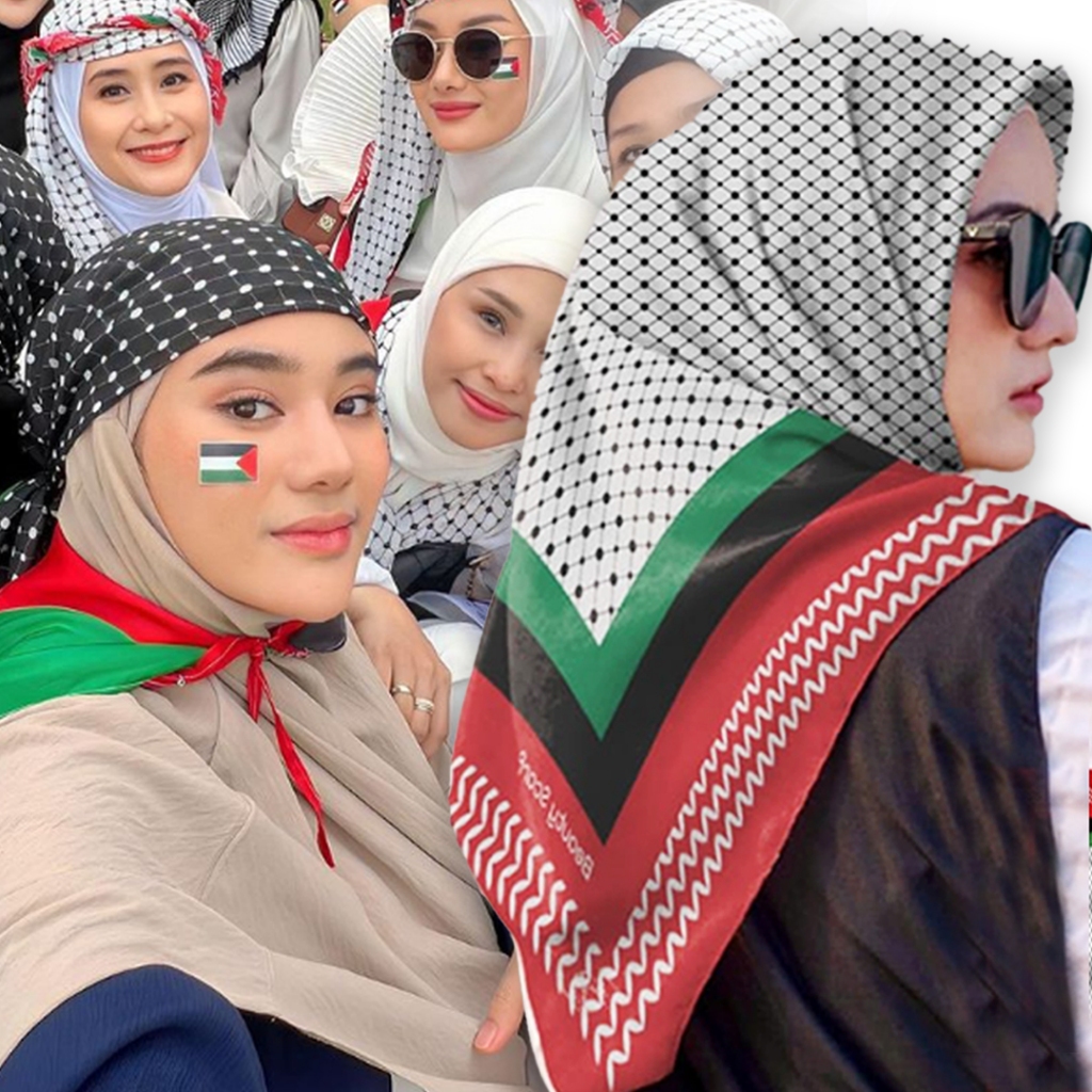 Jual Hijab Kerudung Segi Empat Voal Motif Palestina Viral | Segiempat ...