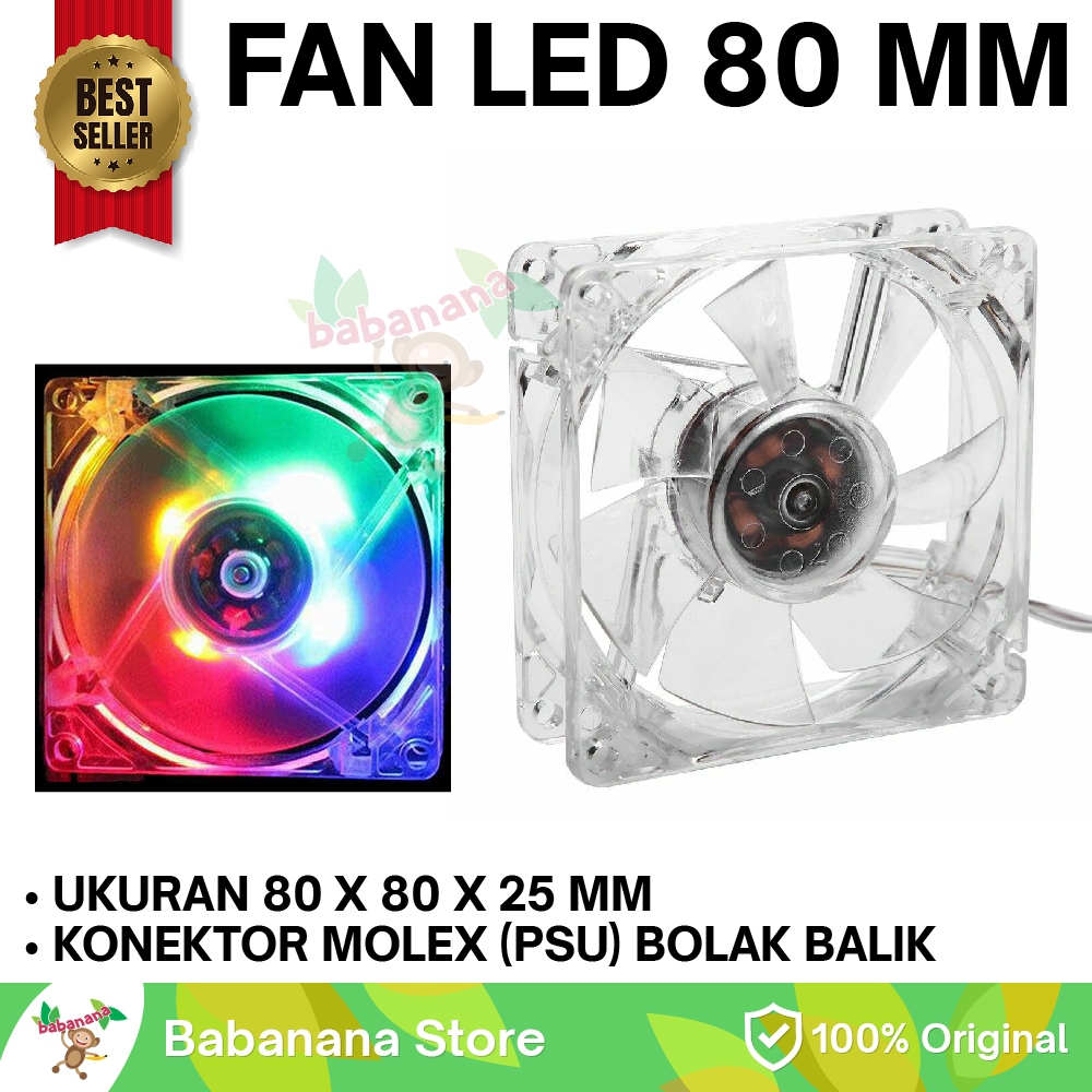 Jual FAN LED 8CM WARNA WARNI CASING PC KOMPUTER KIPAS EXHAUST COOLER ...