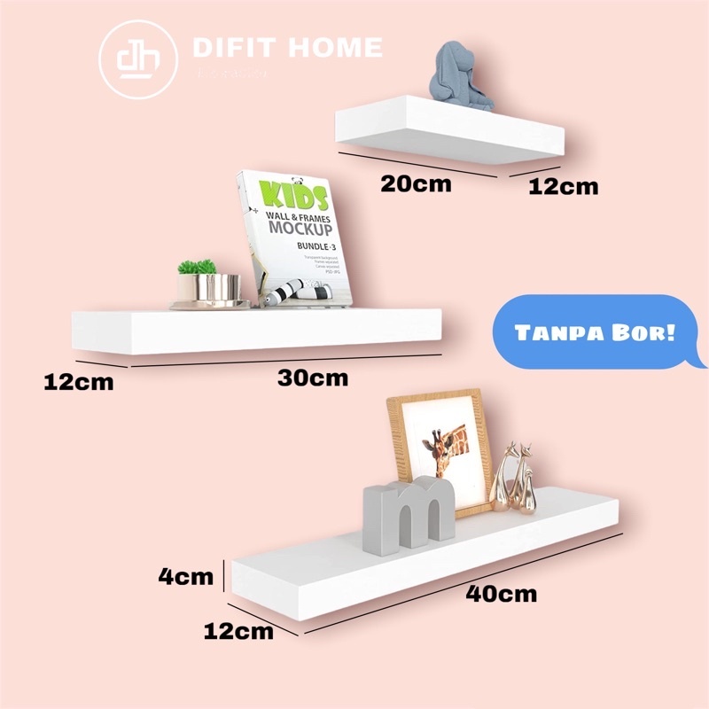 Jual FLOATING SHELF Ambalan susun rak dinding gantung melayang berbagai ...