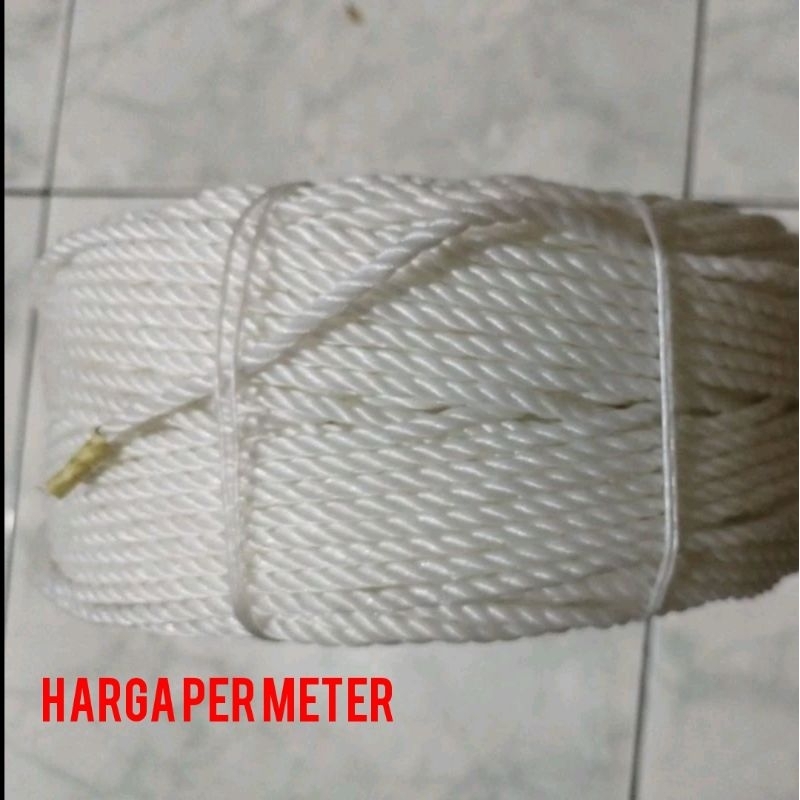 Jual 1 Meter Tali Tambang Ukuran 3mm 4mm 5mm Nilon Plastik PE Putih Kecil Nylon | Shopee Indonesia