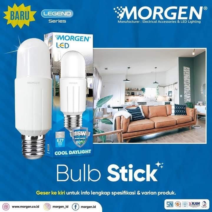 Jual Lampu LED Bulb Stick 15W , 12W, 9W E27 Natural White 4000K MORGEN ...