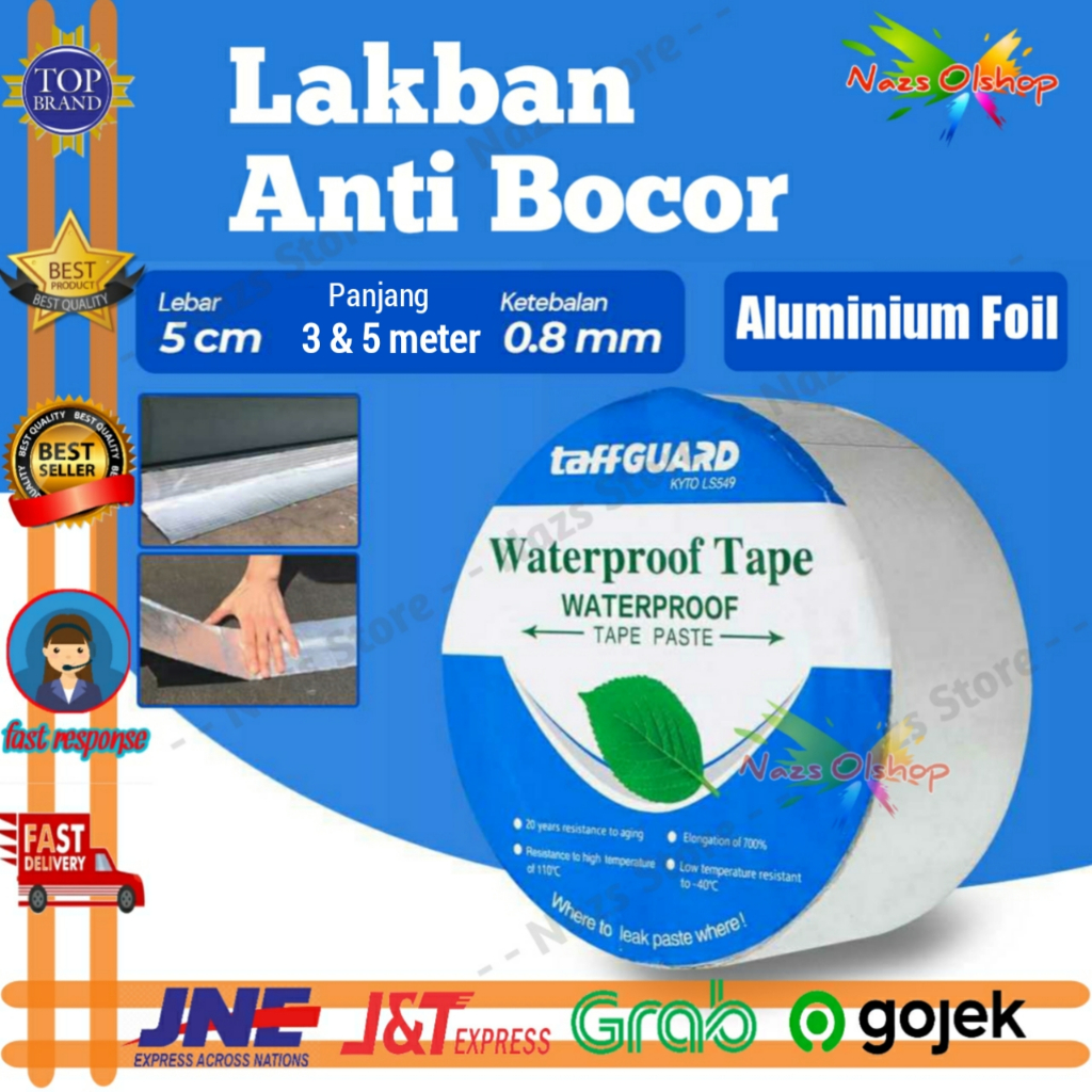 Jual Lakban Waterproof Anti Bocor Lem Anti Air Aluminium Foil butyl tape solasi atasi rembes ...