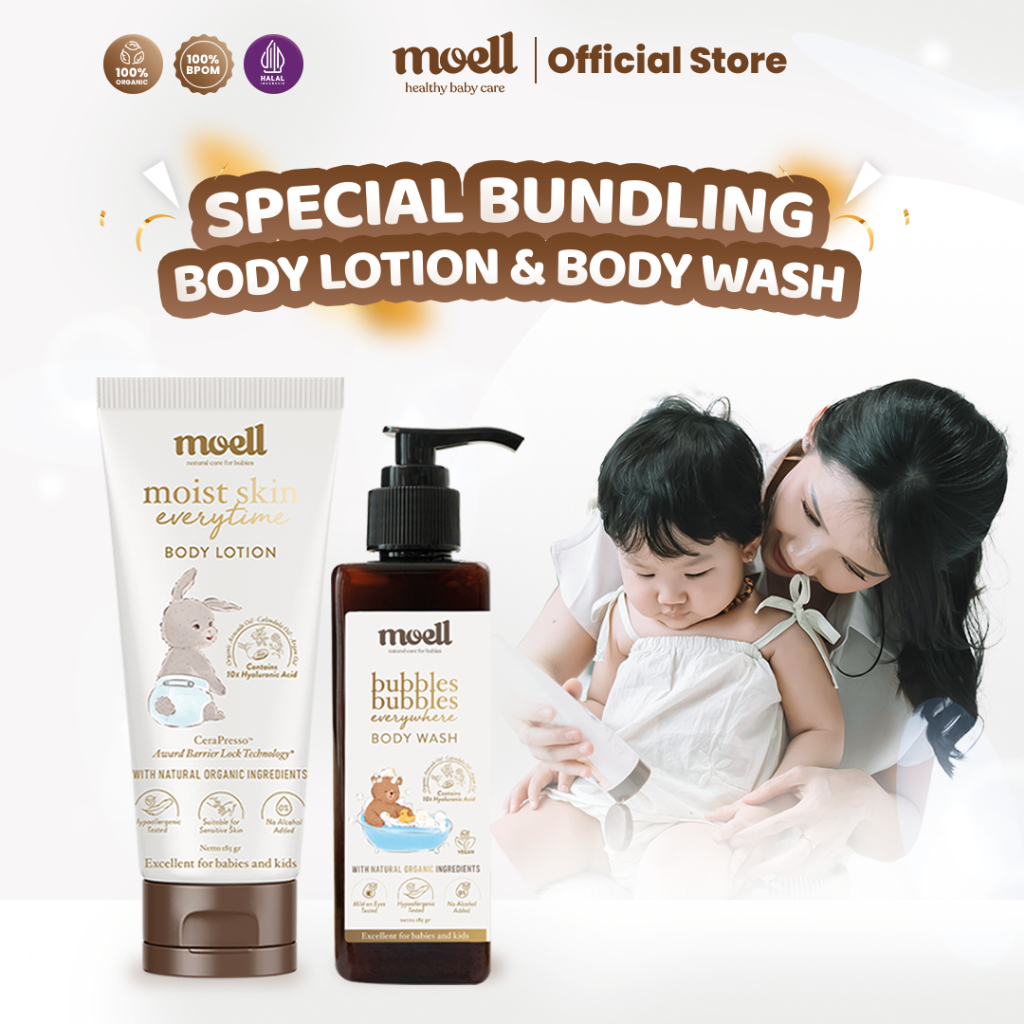 Jual Moell Special Bundling Body Lotion 185gr & Body Wash 185gr ...