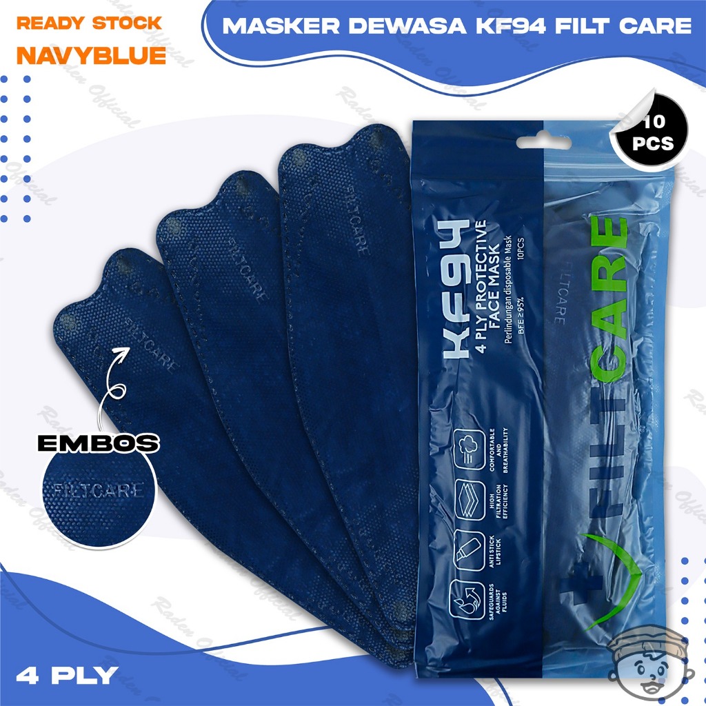 Jual Masker KF94 FILTCARE 4Ply isi 10Pcs Navy Blue Biru Dongker KF 94 4 ...