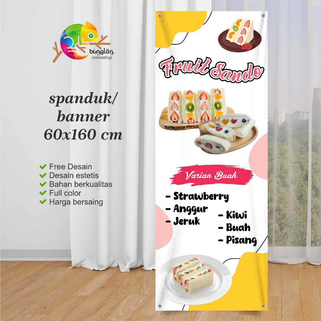 Jual Size 60X160 Spanduk Banner Fruit Sando Sandwich Custom | Shopee ...
