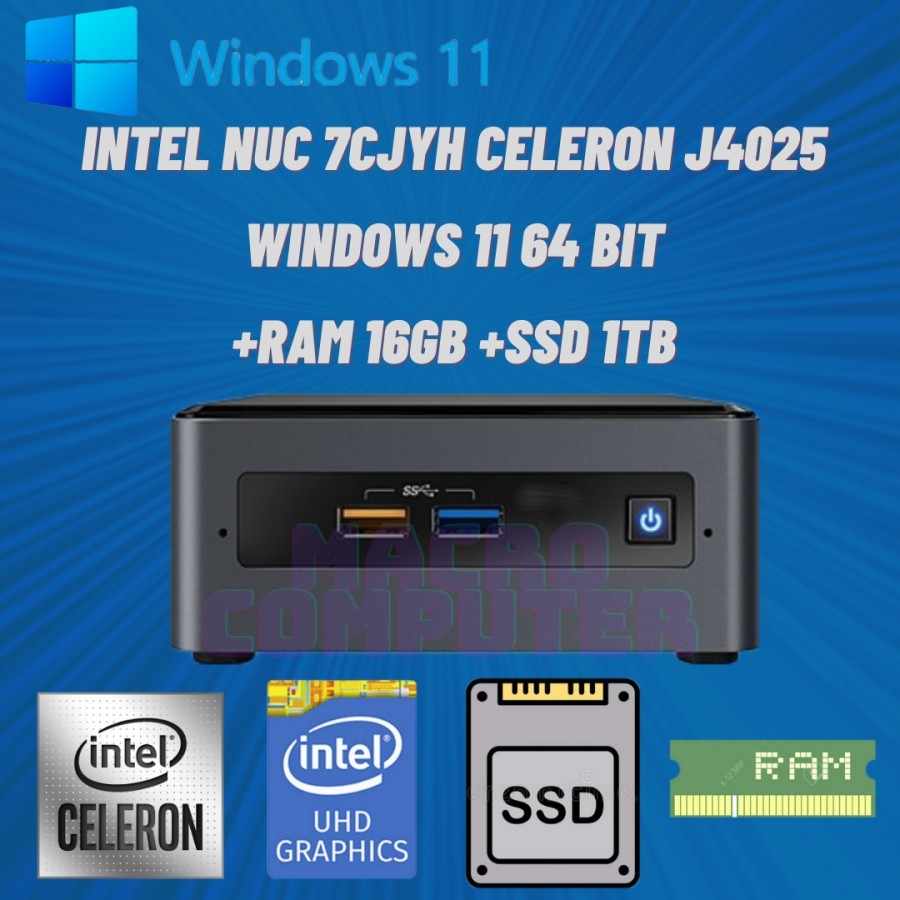 Jual MINI PC INTEL NUC +WIN 11 ORI +RAM +SSD - NUC 7CJYH / NUC7CJYH ...