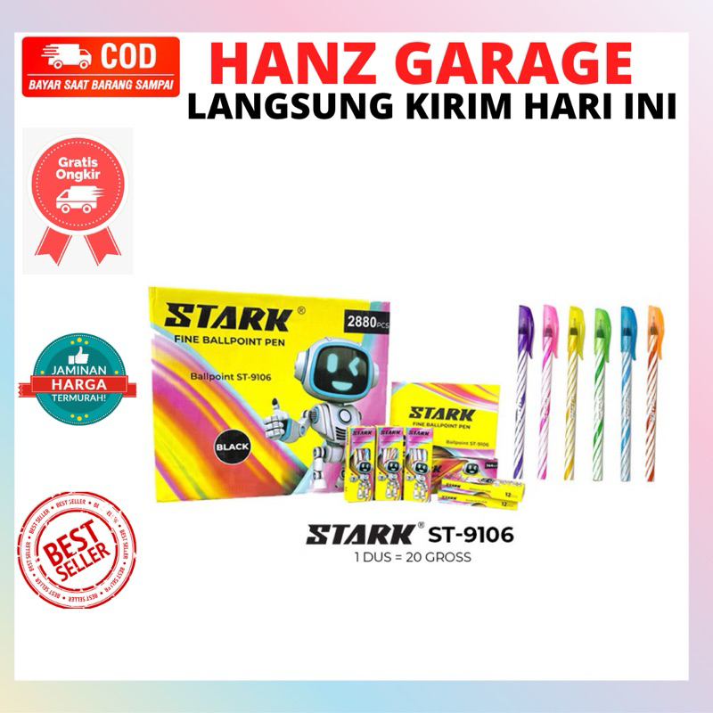 Jual 1 psc pulpen hitam Stark lebih licin lancar rainbow bolpoin pen ...