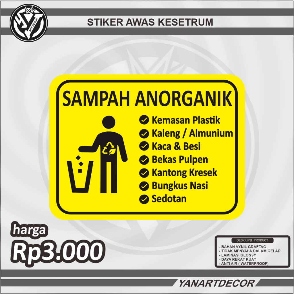 Jual Stiker Label Tempat Sampah, Stiker Sampah Organik, Stiker Sampah ...