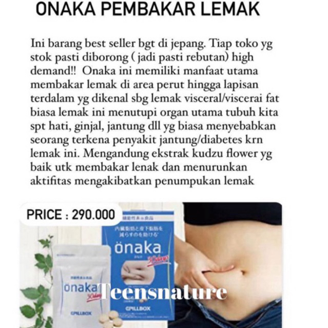 Jual ONAKA Pembakar Lemak Perut (PO JAPAN) | Shopee Indonesia