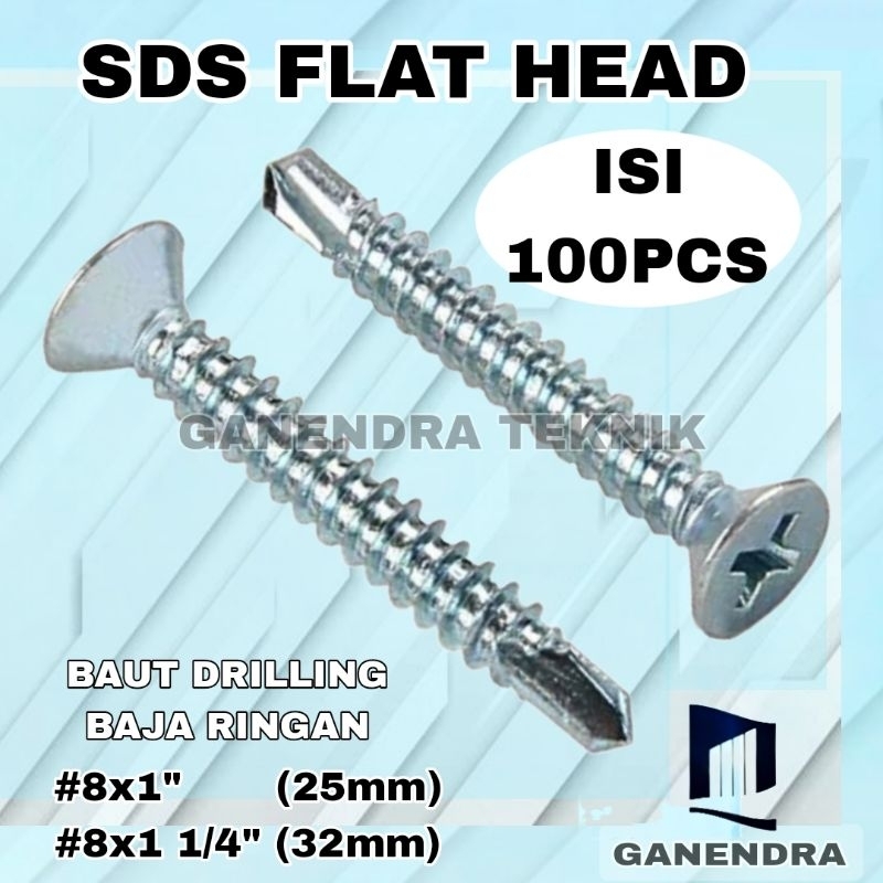 Jual (100 PCS) Sekrup Skrup Drilling SDS Roofing Baja ringan (8x32) (8x25) (8x19) 100 Pcs Per ...