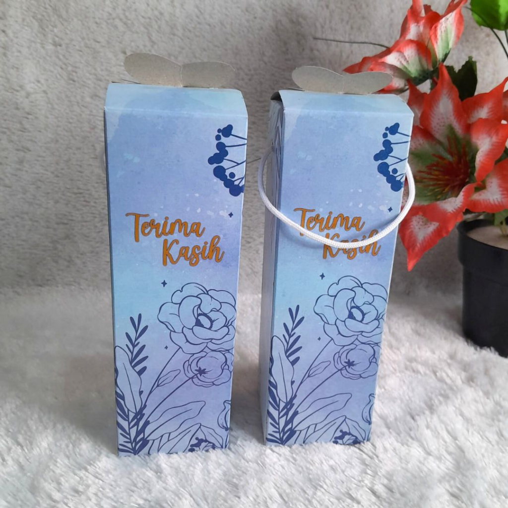 Jual Souvenir Box Botol Minum BIRU Motif Tangkai Bunga Mawar KK ...