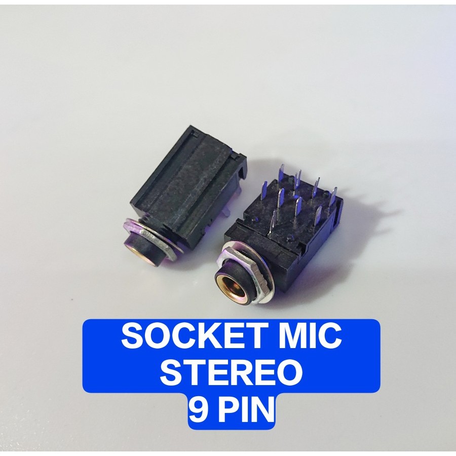 Jual Socket Mic Stereo 9 Pin Transparan Soket Akai Stereo Segi 9P ...