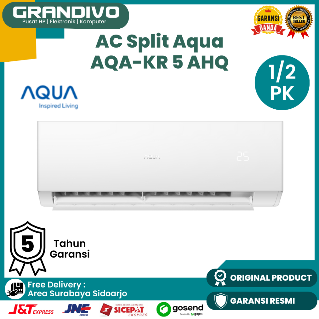 Jual AC Split Aqua 1/2PK AQA KR5FQAL / AQA KR5FQDL Low Watt 5000Btu Turbo Cool - Grandivo ...