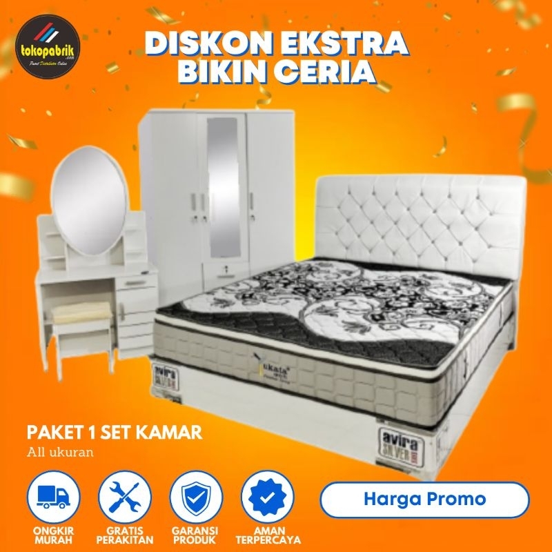 Jual Paket Satu Set Kamar Furnitur Lemari Pakaian Meja Rias Springbed ...