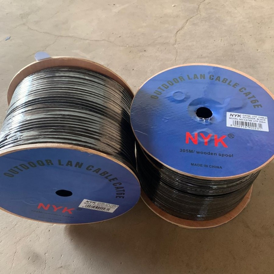Jual Kabel LAN Cat 6E OUTDOOR DOUBLE JACKET Murah NYK 1 Roll KAYU BLACK | Shopee Indonesia