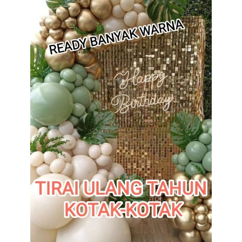 Jual [TK-R] TIRAI ULANG TAHUN KOTAK-KOTAK, CURTAIN FOIL, BACKDROP ...
