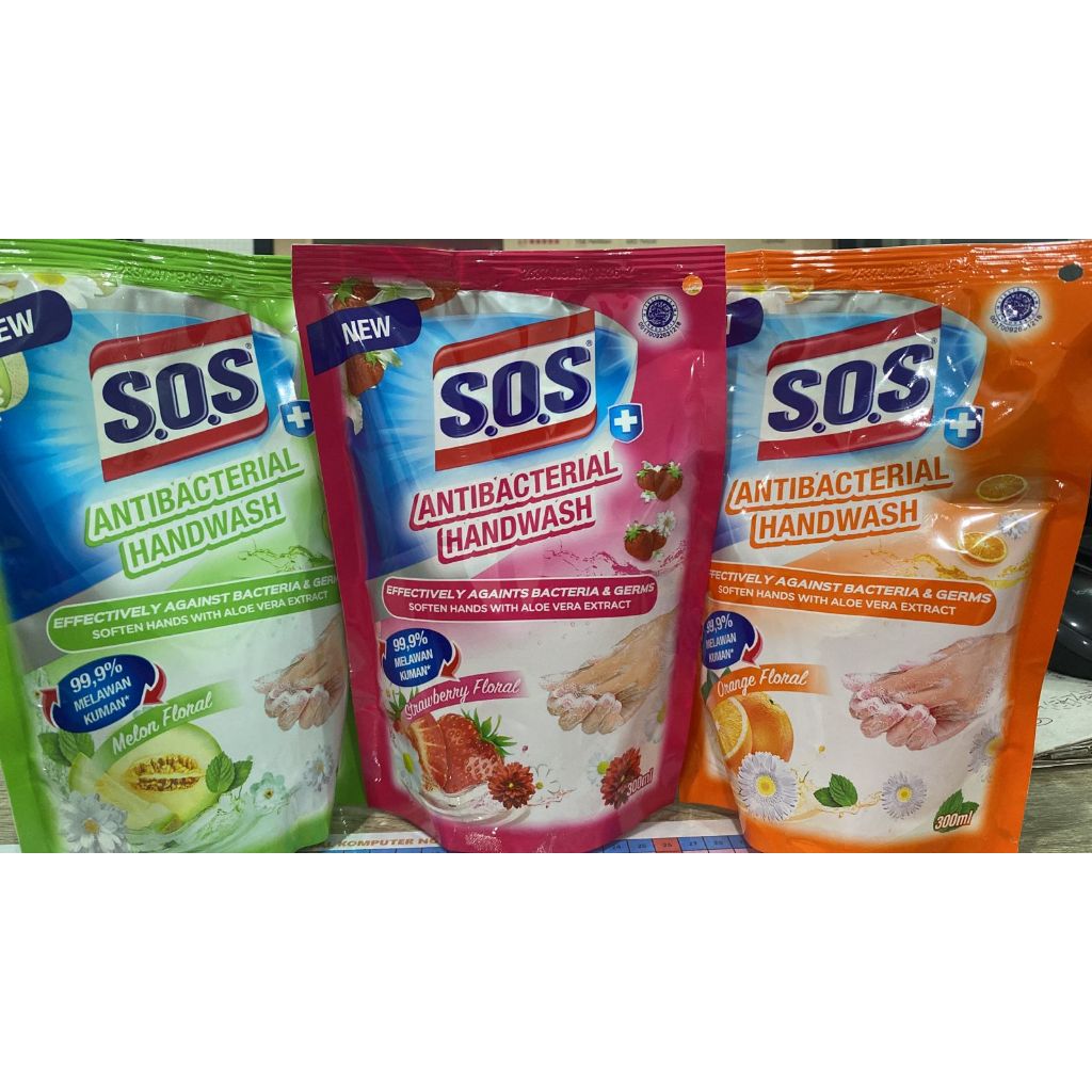 Jual SOS Hand Wash/Cuci Tangan Anti Bacterial Refill 300ml | Shopee ...
